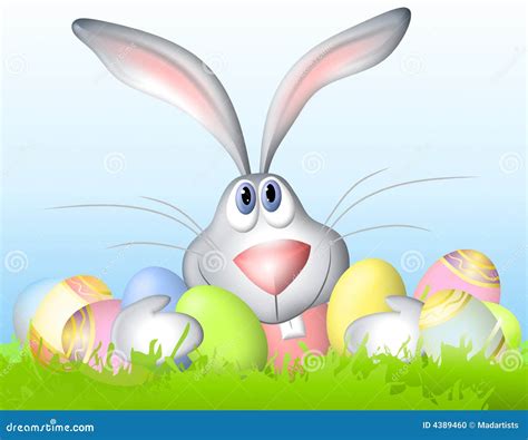 Cartoon Easter Bunny Holding Eggs Stock Illustration Illustration Of