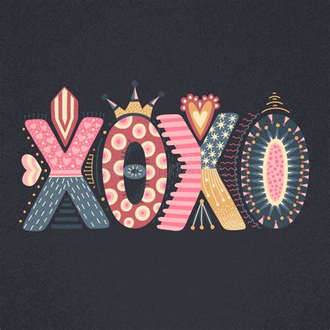 Xoxo Hand Drawn Lettering Happy Valentine S Day Freehand Style Doodle Decorative Letters