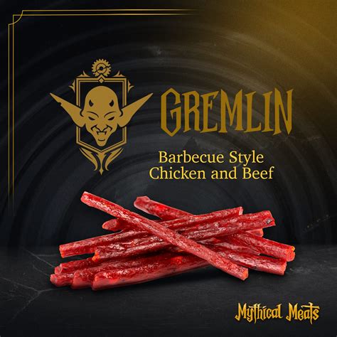 Mythical Meats Humanoid Flavor Gremlin Paquete De 12 Palitos De Aperitivos Pollo A La Barbacoa