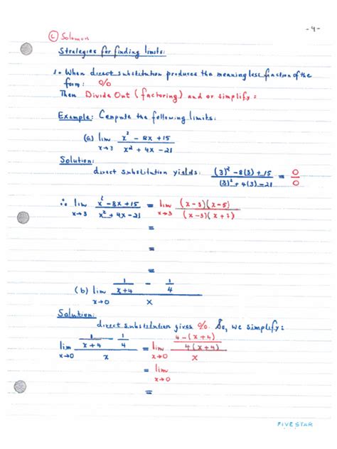 Strategies For Computing Limits Pdf