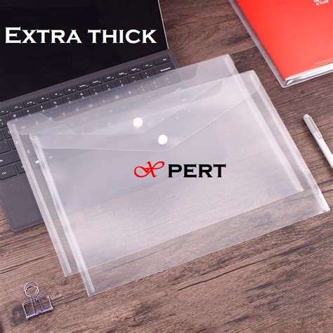 🔥extra Thick🔥a4 Pocket Files Clear Thicker Button Folder L Shape White Paper File Poket Fail