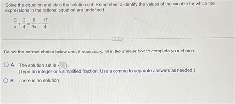 Solved Solve The Equation And State The Solution Set Chegg Com