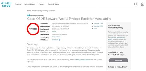 Disc Infosec Blogciscos Ticking Time Bomb Cve 2023 20198 With Cvss