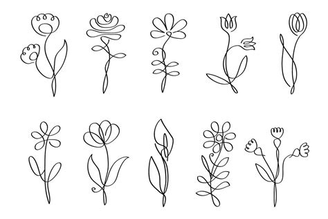 One Line Flowers Graphic By G93 · Creative Fabrica