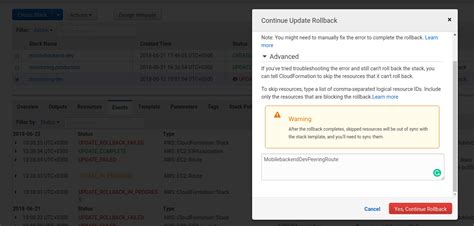 Aws Cloudformation — Updaterollbackfailed