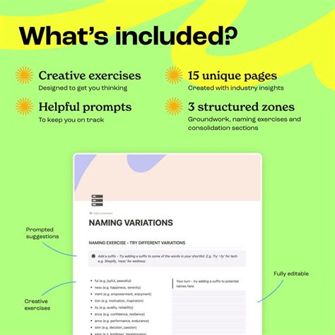 Brand Naming Template Notion Template Guided Brand Naming Workbook