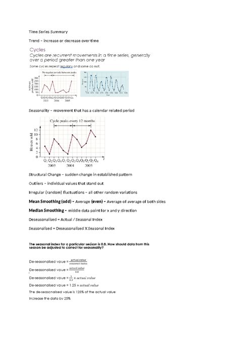 Time Series Summary Time Series Summary Trend Increase Or Decrease Over Time Seasonality