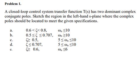 Solved Problem 1 A Closed Loop Control System Transfer