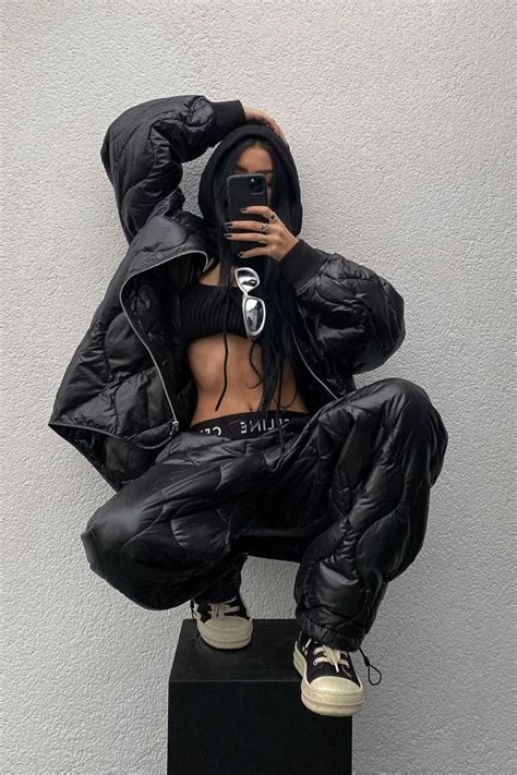 Pla9boi Cute Winter Outfits Aesthetic Fashion Black Streetwear