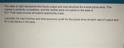 Solved The Table At Right Represents The Hourly Output And