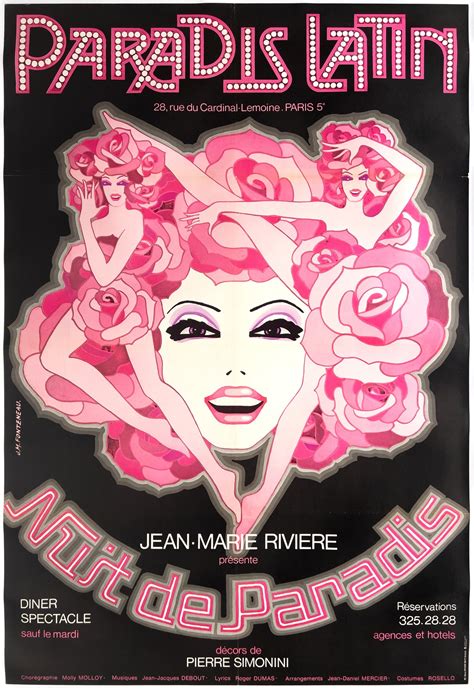 Paradis Latin Nuit De Paradis 70s French Cabaret Advertising Poster F