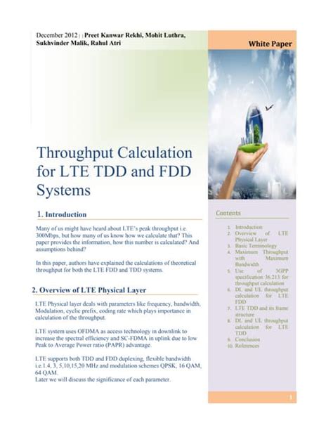 Throughput Calculation For Lte Tdd And Fdd Systems Ppt