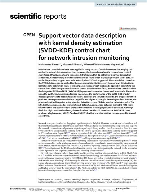 Pdf Support Vector Data Description With Kernel Density Estimation Svdd Kde Control Chart