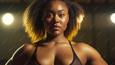 Premium Photo Empowered Black Woman Body Positivity In The Gym