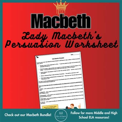 Free Macbeth Act 1 Scene 7 Worksheet Lady Macbeths Persuasion