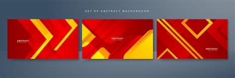 빨간색과 노란색 추상적인 배경 세트 프리미엄 벡터