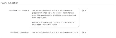 multi line text properties xmatters