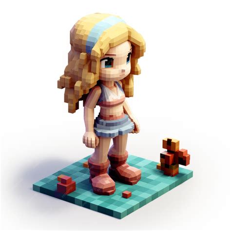 Premium Photo 8bit Pixel Cartoon Minecraft Girl Model Abigail In