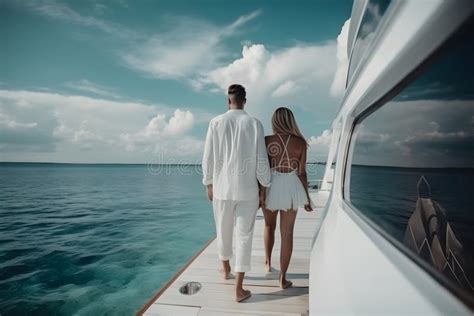 Couple On Vacation With A Cruise Ship Neural Network Ai Generated