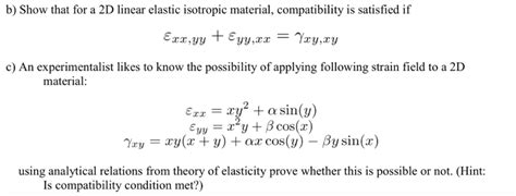 Solved B Show That For A 2D Linear Elastic Isotropic Chegg Com