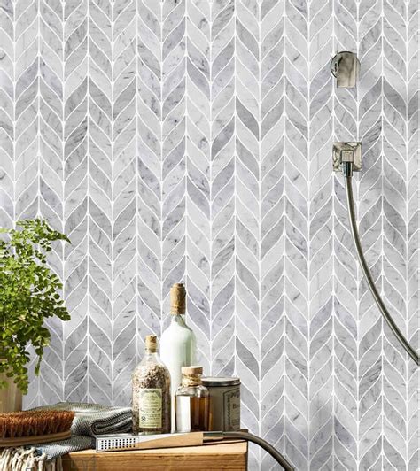 Leaf Shape Marble Tile Kitchen Backsplash Bathroom Wall Tiles Waterjet