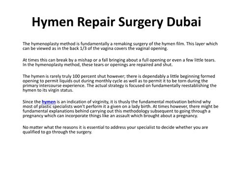 Ppt Hymen Repair Surgery Dubai Powerpoint Presentation Free Download Id