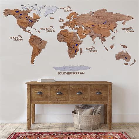 Карта Світу 3d Деревяна 200 100 См Подарунок на День Нарождення — Купити Недорого на Bigl Ua