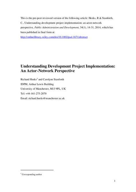 pdf understanding development project implementation an actor