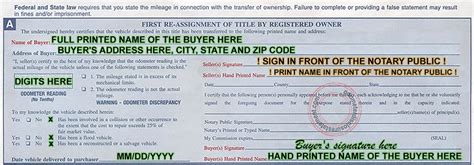 North Carolina Odometer Disclosure Statement NC Form