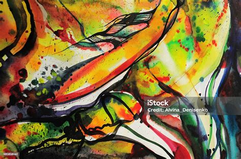 추상적임 워터컬러 애니메이션 현대적이다 그림 색상화 레인보우 팔레트 강렬하고 밝은 색상에 대한 스톡 벡터 아트 및 기타 이미지