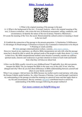 Text Analysis Essay Examples PDF