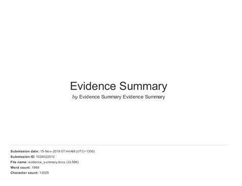 Solution Evidence Summary Studypool