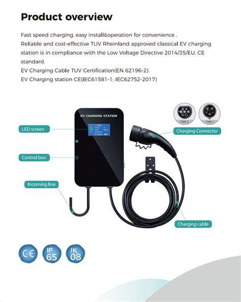 Ac Ev 충전소 Wallbox 케이블 유형 2 고속 Ev 차량 충전 중산 하이 플라이 기술 유한 회사