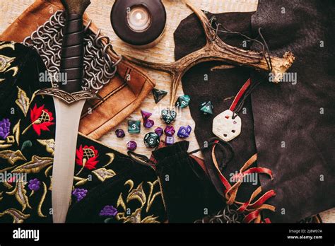 Fantasy Role Play Board Game Still Life Concept Background Decorated