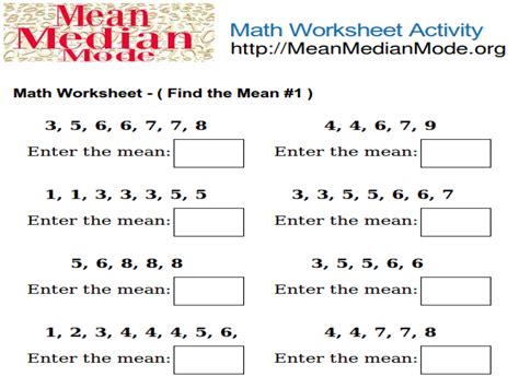 Finding Mean Worksheet For 4th 6th Grade Lesson Planet