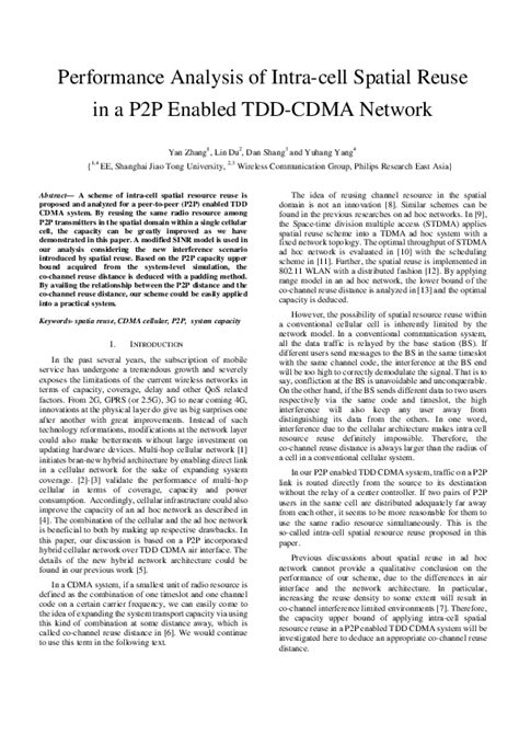 pdf performance analysis of intra cell spatial reuse in a p2p enabled