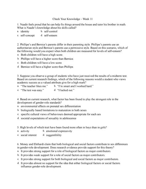 Week 11 Check Your Knowledge Check Your Knowledge Week 11 Naadir Feels Proud That He Can