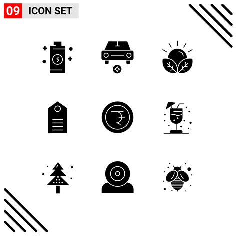 Set Of 9 Vector Solid Glyphs On Grid For Wear Discount Agriculture Clothing Garden Editable