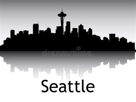 Silhouette Des Stadtpanoramas Von Seattle Washington Vektor Abbildung