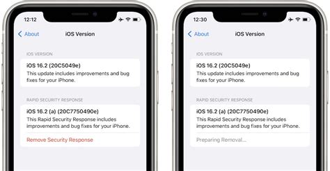 Ios 162 B3 You Can Uninstall Security Response In Settings About