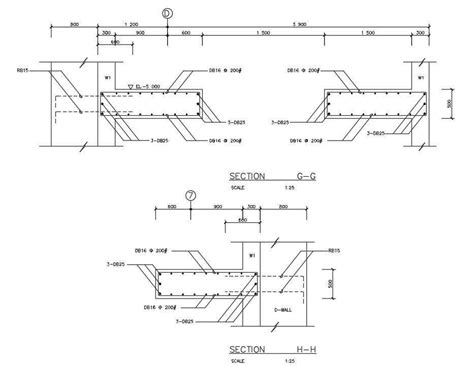 Column And Beam Reinforcement Details In Autocad Dwg File