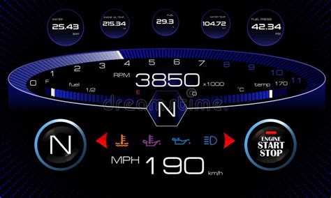 Speedometer Speed Car Auto Dashboard Design Speed Meter Abstract Technology Stock Illustration
