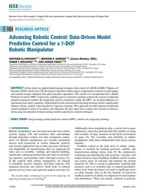Advancing Robotic Control Data-Driven Model Predictive Control For A 7 ...