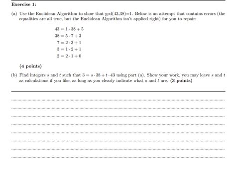 solved a use the euclidean algorithm to show that