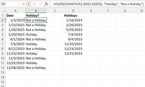 How To Check If Date Is A Holiday In Excel