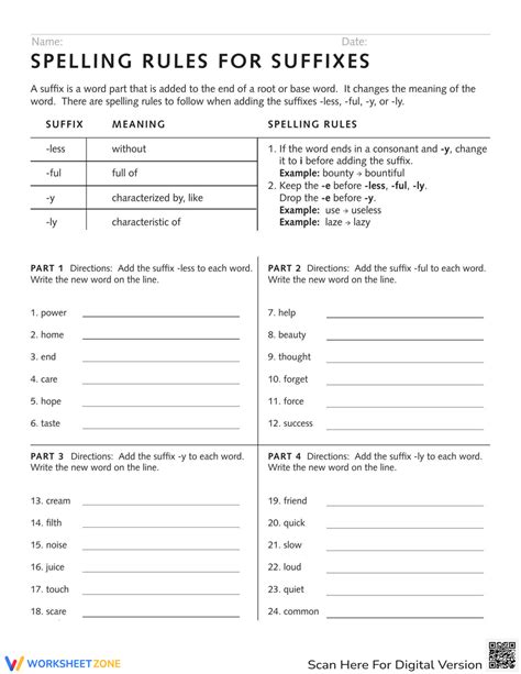 Spelling Rules For Suffixes Worksheet