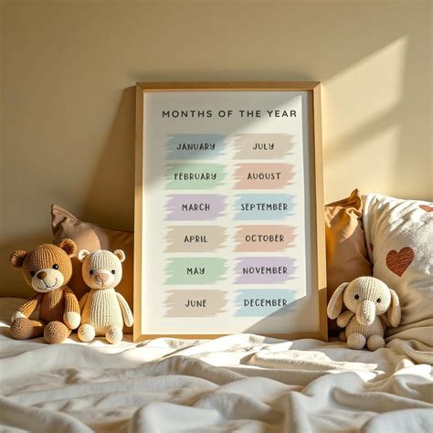 Months Of The Year Pastel Poster Classroom Wall Art Digital Download
