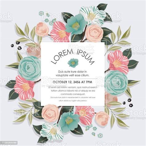 결혼식 기념일 생일 및 파티를 위한 봄에 아름 다운 꽃 프레임의 벡터 일러스트 레이 션 배너 포스터 카드 초대장 및 스크랩북에