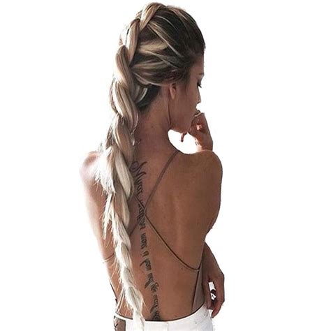 Long Fishtail Braid Ponytail Synthetic Extension C Grandado