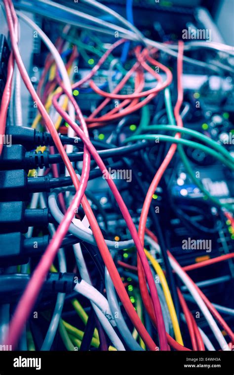 Cables In Server Stock Photo Alamy